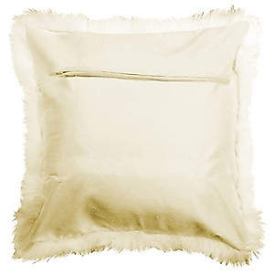 New Zealand Sheepskin Throw Pillow with Zipper Closure and Polyfil Insert | 100% Genuine Sheep Wool Pillow for Living Room | Fluffy Decorative Throw Pillows for Couch and Chairs, Natural, 18 in x 18 in