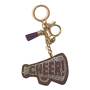 Popfizzy Pink Cheer Keychain for Girls, Bling Cheerleader Backpack Key Chain, Rhinestone Bag Charms, Keyring Key Fob