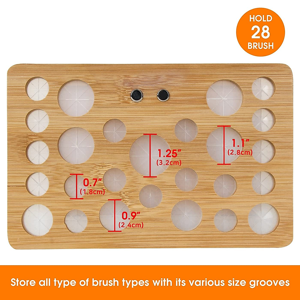 Bamboo Brush Makeup Cosmetic Air Drying Rack Tower Acrylic Folding Brushes Dryer Holder Display Organizer Stand with Silicone Brush Cleaner Mat Support Tray(26 Hole, FULLY ASSEMBLED) – MK288B