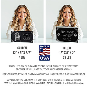 You Left Paw Prints on Our Hearts Pet Memorial Stones Personalized Headstone Grave Marker Absolute Black Granite Garden Plaque Engraved with Dog Cat Name Dates