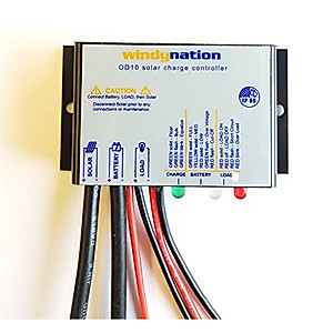 WindyNation Waterproof 10A 12V Solar Charge Controller w/LED Charging and Load Indicators