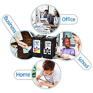 260XL 261XL Ink cartridges Replacement for Canon 260 261 Ink PG-260 XL CL-261 XL Ink catridges for Canon TS6420 TS5320 TR7020 Printer ( 1 Black, 1 Tri-Color, 2-Pack )