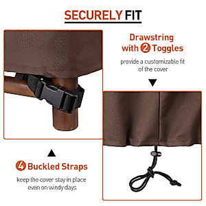 Arcedo Waterproof Patio Furniture Set Cover, Rectangular Dining Table and Chairs Cover, Heavy Duty Outdoor Furniture Cover for Sectional Conversation Set, 88'' x 62'' x 28''H, Beige & Brown