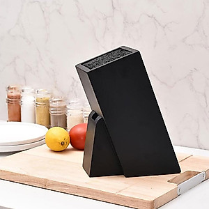 Luxshiny Storage Block Kitchen Holder Universal Wooden Block Organizer Without Knives Household Multifunctional Rack (Black)