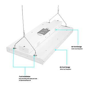 FAITHSAIL 165W Linear LED High Bay Shop Light 2FT, 22000LM, 5000K, Industrial LED Warehouse Lighting, 2 Foot Indoor Aisle Area Workshop Garage Highbay LED Lights, 4 Lamp Fluorescent Equivalent