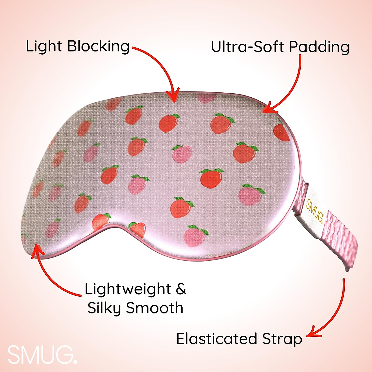 SMUG Satin Sleep Mask & Eye Mask | Travel Sleep Masks for Women & Men | Soft Sleeping Eye Mask to Nourish Skin & Reduce Dark Circles | Eye Sleep Mask Shades to Block Out Light Peachy