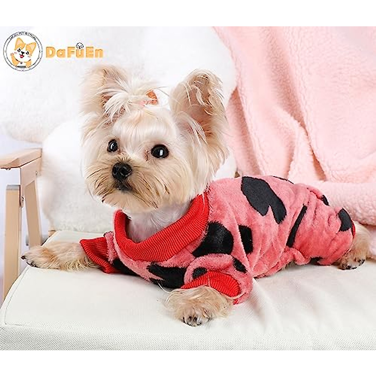 Dog Pajamas for Small Dogs Girl Boy Fall Winter Warm Dog Onesie Pjs Cold Weather Puppy 4 Legged Sweater Clothes for Chihuahua Yorkie Teacup Jumpsuit Cute Pet Outfits Apparel Coats (X-Small, Love)