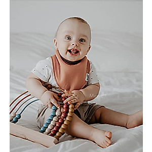 Meerdif 100% Organic Cotton Neutral Solid 10-Pack Baby Drool Bandana Bibs for Boys and Girls, Unisex Plain Colors for Teething and Drooling.