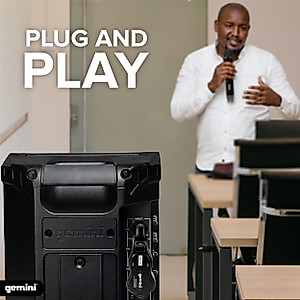 Gemini Sound GMU-M100 Professional Plug & Play Wireless Rechargeable UHF Handheld Microphone with Cordless Self Powered 1/4 Inch Jack Receiver for Mixer or PA Speaker - Karaoke and Live Performance