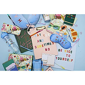 ban.do Rough Draft Blue Large Spiral Notebook with Saying, 11" x 9" with Pockets and 160 College Ruled Pages, Be Nice To Yourself