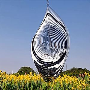 Wind Spinner 3D Stainless Steel Metal Sculptures Decorations, 3D Water Droplets Metal Wind Sculptures & Spinners for Indoor Outdoor Garden Decoration 12inch