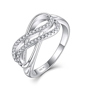 YL Infinity Statement Rings for Women 925 Sterling Silver Anniversary Ring Eternity Twisted Engagement Jewelry size5