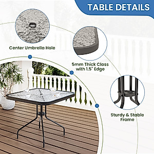 UDPATIO Patio Dining Set of 5, Outdoor Furniture Chairs and Square Table, Breathable Seat Fabric and Alloy Steel Frame for Backyard, Porch, Garden, Poolside (Brown)
