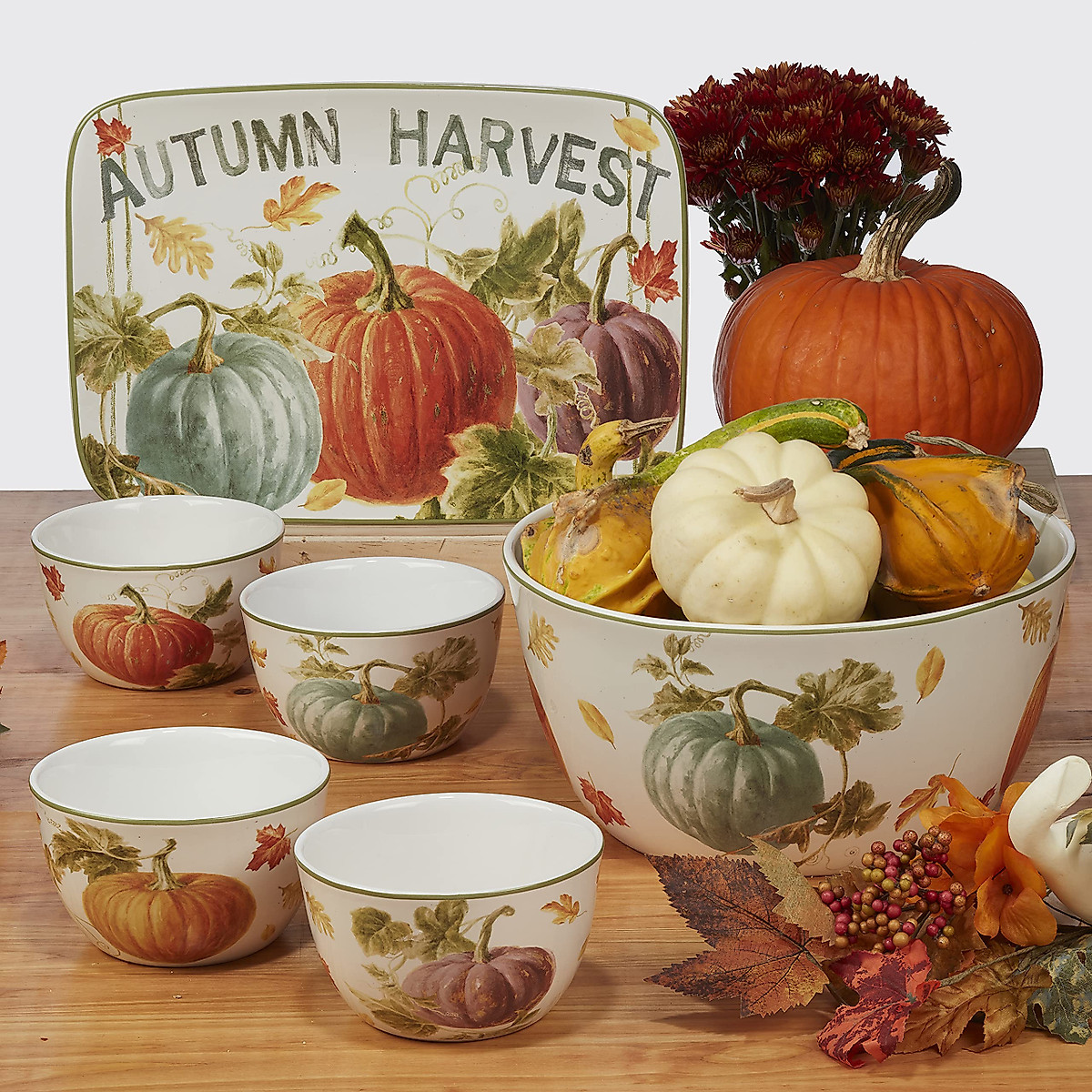Certified International Harvest Autumn Havest 9" Soup/Cereal Bowls, Set of 4, Multicolor