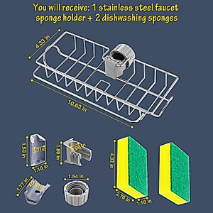 Faucet Rack Over Faucet Sponge Holder Faucet Caddy Faucet Sponge Holder Stainless Steel Sponge Holder for Soap, Scrubber, Towel etc