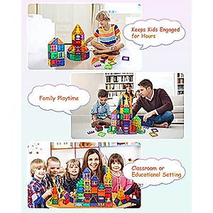 Magnetic Tiles, Magnet Tiles Kids Gift for Boys Girls Toddlers, 3D Magnetic Blocks Stacking Sets, 108PCS Magnetic Tiles for Kids Age 4-8 3-5, STEM Learning Preschool Educational Construction Toy