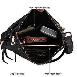 MKF Crossbody Bag for Women – PU Leather Expandable Messenger Purse – Designer Pocketbook Handbag Shoulder Strap
