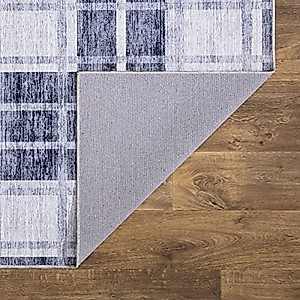 Abani 5' x 8' Rectangular Area Rugs - Cream Grey Farmhouse Plaid Polypropylene, Non-Shedding and Stain Resistant Machine Washable Large Rugs