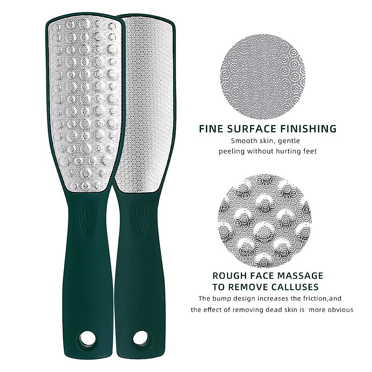 Foot File and Spa Socks Set, Foot Care Pedicure Stainless Steel File, Gel Lined Toeless Spa Socks, Moisturizing Heel Socks (Green+Grey)