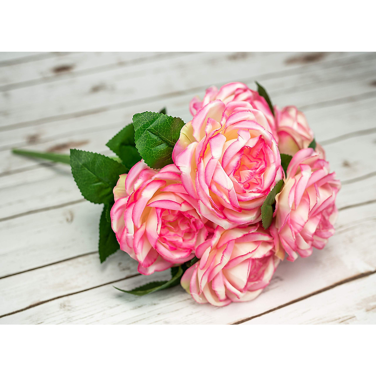 OOKi-Artificial Fake Flowers 1 Bouquet with 6 Silk 6" Big Rose Head Flower Arrangements Wedding Bouquets Decorations Plastic Floral Table Centerpieces Home Kitchen Garden Party Décor (Mauve)