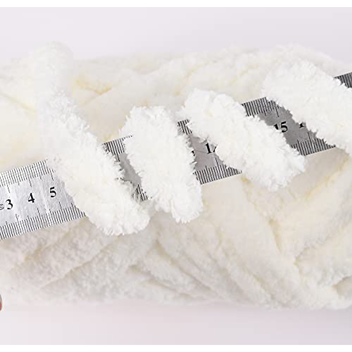 Chenille Chunky Yarn Arm Knitting Thick Bulky DIY for Knit Blanket Cushion Bed Sofa Home Decor (Ivory, 2-Pack, 0.5kg/1.1 lb, 48 Yards)