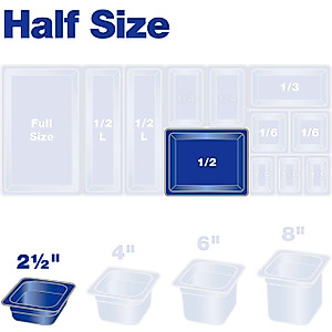Carlisle FoodService Products Storplus 1/2-Size Food Pan for Catering, Buffets, and Restaurants, Polycarbonate, 2.5 Inches Deep, Clear, (Pack of 6)