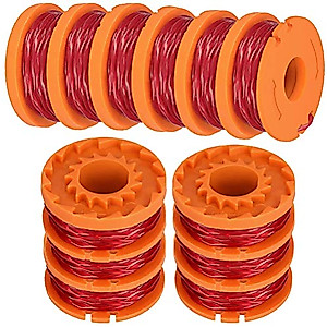TOPEMAI WA0010 Replacement Trimmer Spool Line 0.065” for Worx WG154 WG163 WG160 WG180 WG175 WG155 WG151 String Trimmer (12 Spools + 3 Caps)