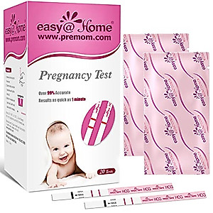 Easy@Home Pregnancy Test Strips Kit, Powered by Premom Ovulation Predictor iOS and Android APP, 20 HCG Tests