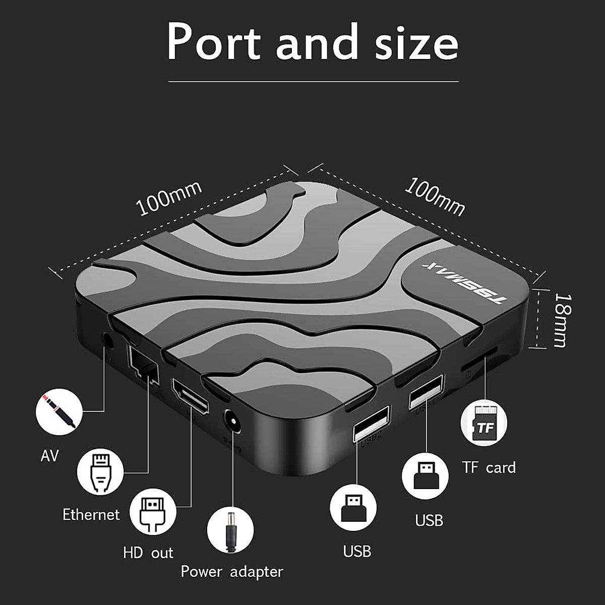 Android TV Box, T95MAX Android Box 2GB RAM 16GB ROM, Quad Core Android 12.0 Box with Wireless Keyboard Support 2.4G/5.0GHz Dual WiFi 100M Ethernet Ultra HD 6K TV Box