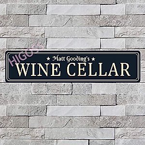 Custom Family Wine Cellar Sign, Personalized Name Bar Sign, Customizable Wine Lover Gift, Metal Wine Room Decor,Metal Sign, 4" X 18"