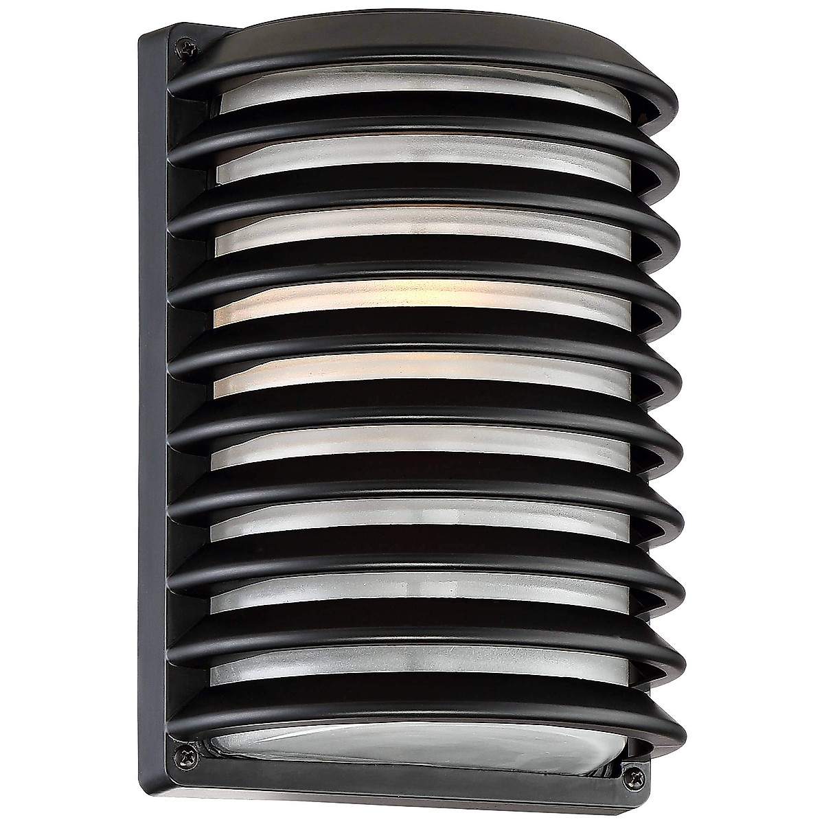 John Timberland Black Grid Modern Industrial Outdoor Wall Light Fixture 10" Frosted Glass Shade for Exterior Barn Deck House Porch Yard Patio Outside Garage Front Door Garden Home Roof Lawn