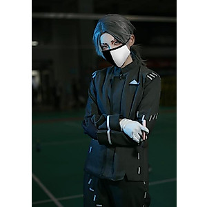 DAZCOS MCYT Ranboo Cosplay Black and White Mask Gloves Adjustable Face Cover Washable (black and white)