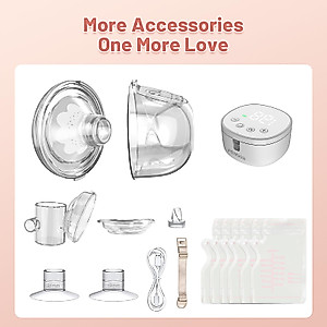 Wearable Breast Pump Hands Free: Portable Electric Breast Pumps with 24mm Flange 3 Modes 9 Levels Leak-Proof Massage Function Single Rechargeable Wireless Low Noise Painless Breastfeeding Pump