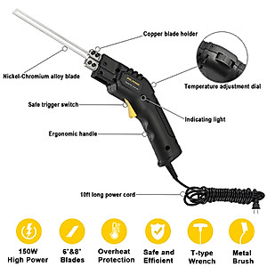 Hot Knife Foam Cutter with 10ft Long Cable, 150W Electric Styrofoam Cutter Tool Kit with 2 Blades for Cutting EPP, EPS, XPS, EVA, EPE, PU, KT Board, Sponge, Nylon