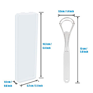 Stainless Steel Tongue Scraper Cleaner, 2 Pack Fresh Breath Tongue Cleaner for Adults, Kids, Men and Women, Surgical Grade Metal Scraper for Healty Oral Care, Bad Breath Cure (with 2 Travel Cases)
