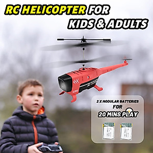 Remote Control Helicopter Kids Toys,3.5 Channel 2.4GHz Aircraft with Intelligent Obstacle Avoidance,One Key take Off/Landing,LED Light,Stable Flight & Easy Control, Birthday Present for Boys Girls