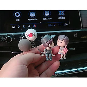 DADHOT Cute Car Decoration Lovely Couple Car Decoration Cute Cartoon Couples Action Figure Figurines Balloon Ornament Auto Interior Dashboard Accessories for Boys Girls Gifts (Gray hat,no Balloons)