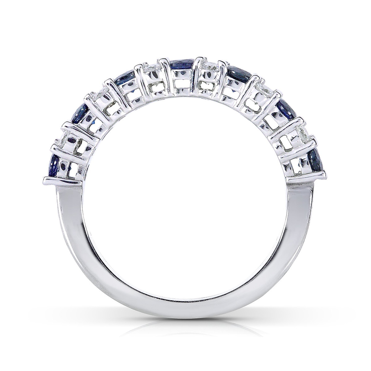 Kobelli Diamond and Blue Sapphire Band 1 carat (ctw) in 14k White Gold, Size 8, White Gold