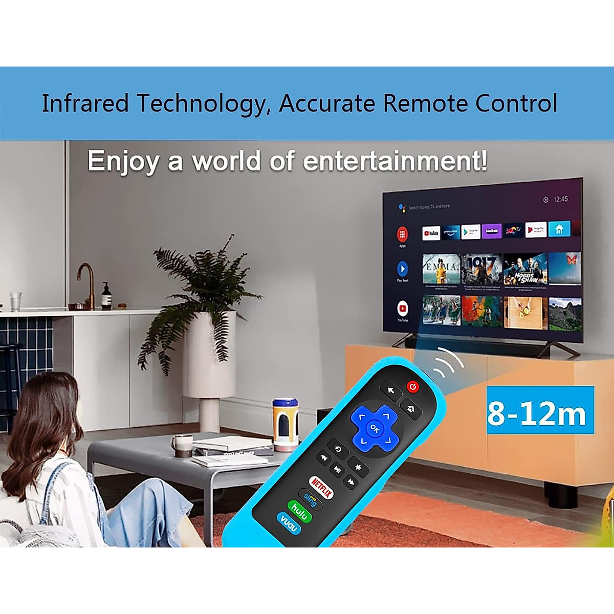 Universal Replace Remote for All Roku TCL Hisense ONN TV, with Luminous Protective Case, RC280 Replacement for TCL Roku/Hisense Roku/ONN Roku/Sharp Roku TV