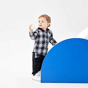 Axumity Toddler Boy Clothes Hoodie Sweatsuit Outfits Kids Flannel Plaid Shirt Top Colorblock Pants Set for Fall Winter Spring(3-4t)