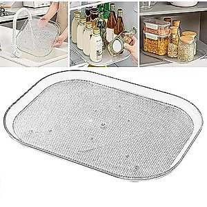 Square Lazy Susan for Refrigerator, Lazy Susan Turntable Organizer for Refrigerator, Countertop Condiment Storage Rack, Household Rotating Storage Rack for Kitchen. (13.8 X 10.2 in)