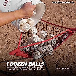 PowerNet Corbin Carroll Launch F-lite Ultra Light Dimpled Practice Balls for Pitching Machine | One Dozen