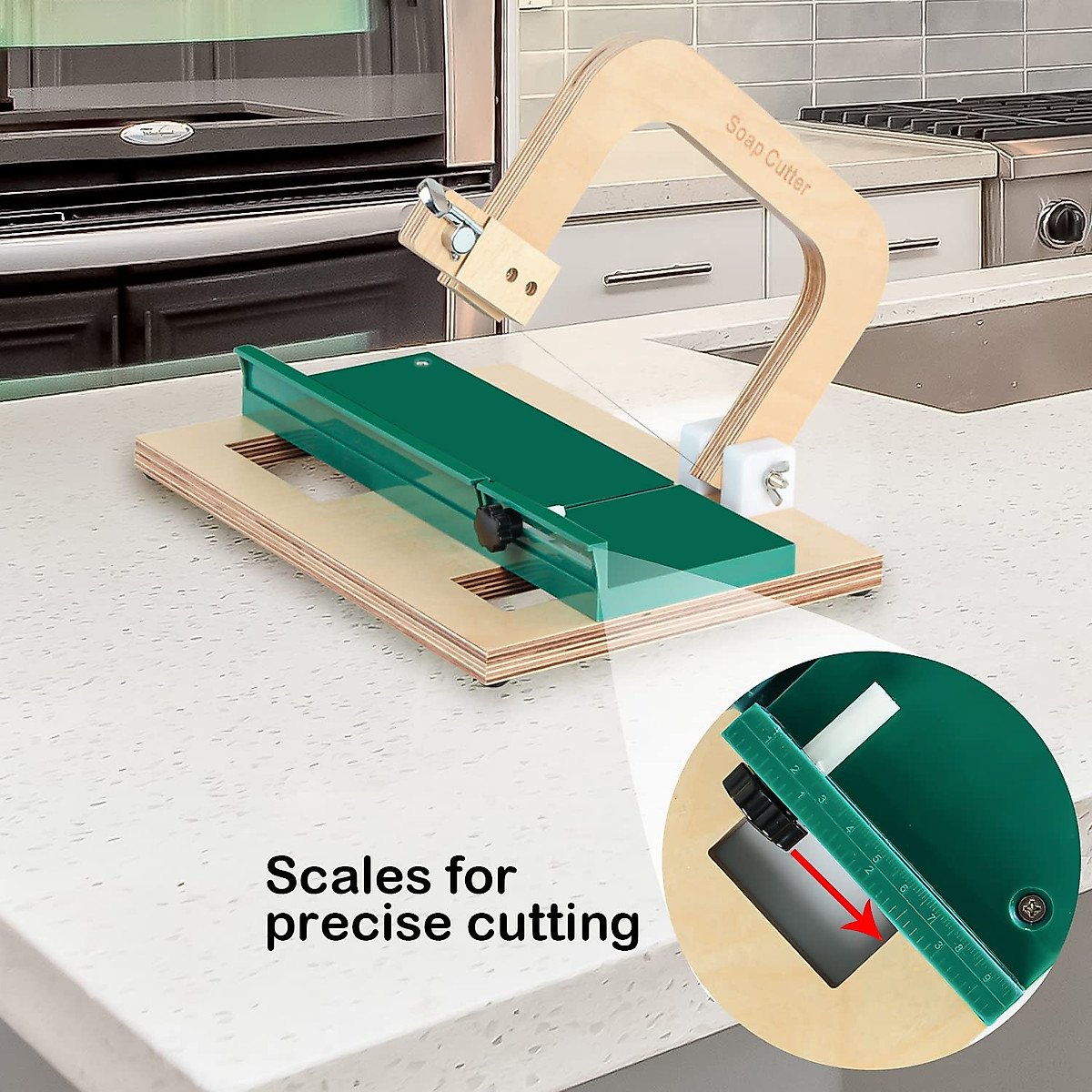 Soap Cutter with Adjustable Cutting Wire, Soap Slicer Tool for DIY Soap, Cheese, Butter, Cake, Bread Making (Wooden)