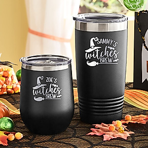 Let's Make Memories Personalized Halloween Witchy Insulated Wine Tumbler - Halloween Party Decor - Customize Name - 12 oz