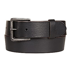 Lucky Brand Men Casual Leather Belt, Roller Buckle with Rivets-Black, 34