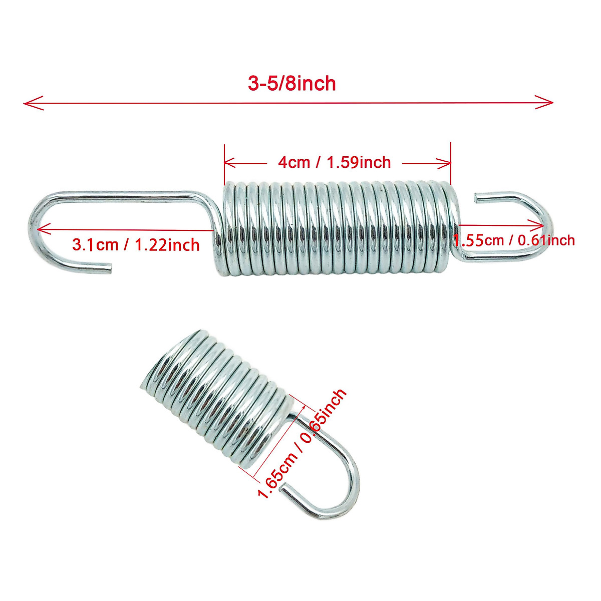 Souldershop 3-5/8 inch Replacement Recliner Chair Mechanism Furniture Tension Springs Long Neck Style [3.46'' Inside Hook to Hook] (Pack of 2)