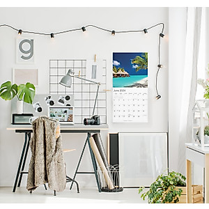 Tropical Beaches 2024 Hangable Wall Calendar - 12" x 24" Open - Sturdy & Thick Large Full Page 16 Months & Travel Vacation Beach Paradise Photography Photo Gift- Organizing & Planning - Includes 2023
