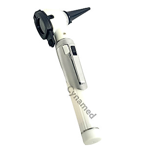 Mini Fiber Optic Otoscope White (Pocket Size) Ent Diagnostic Set with 1 Replacement Bulb Cynamed