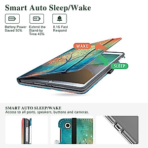 Vimorco iPad 9th/8th/7th Generation Case, 9th Generation iPad Case with Pencil Holder/Hand Strap/Pocket, iPad 10.2 Case Adjustable Angle, iPad Cover 9th Generation Auto Sleep/Wake, Oil Painting Tree