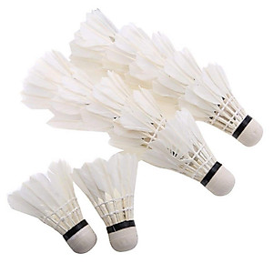 Alapaste 12-Pack Badminton Shuttlecocks Goose Feather Shuttlecocks Stable Durable Sports Training High Speed Badminton Birdies Balls,White